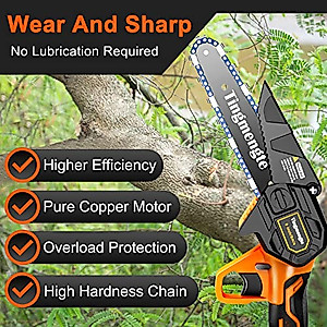 Mini Chainsaw 6 Inch, Cordless Mini Chainsaw Battery Powered with 24V 10000mAh Rechargeable Battery, 2.57Lb One-Hand Use Electric Chainsaw, Handheld Chainsaw for Tree Trimming Wood Cutting