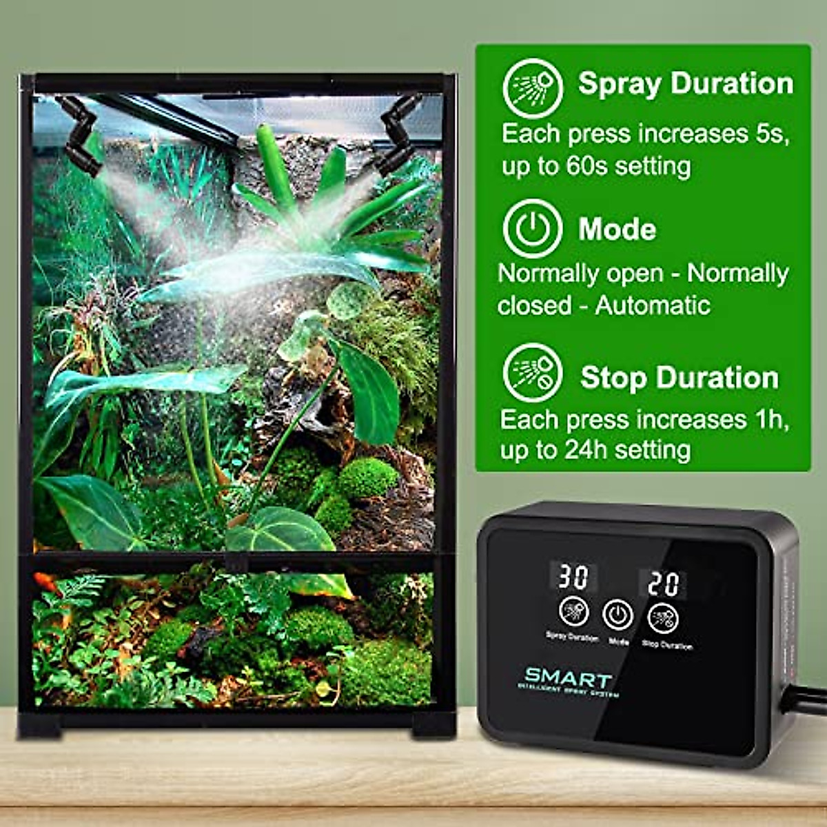 FORKPIE Reptile Mister Automatic Reptile Humidifiers Misting System Reptile Fogger Humidifiers Smart Timing Rainforest Sprayer, Timer Misting System for Reptiles Amphibians Breeding Plants Watering