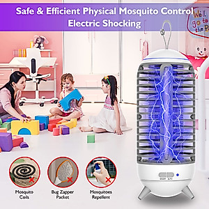 Bug Zapper with Auto Light Sensor, Cordless & Rechargeable Mosquito Zapper Indoor Outdoor, 2 in 1 Lighting and Zapping, High Powered UV Light Fly Trap 360 Degree Mosquito Killer.