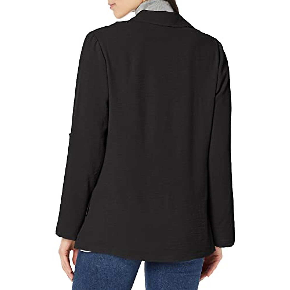 Adrianna Papell Women's Roll Sleeve One Button Blazer, Black, S