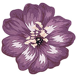 SAFAVIEH Novelty Collection 4' Round Lilac NOV254A Handmade Boho Flower Premium Wool Area Rug