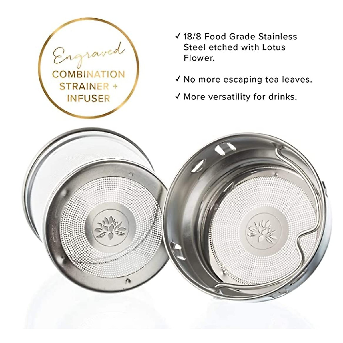 The Lotus Glass Tea Tumbler with Strainer & Infuser Basket for Loose Leaf Tea. Leak-Proof Lid. BPA Free. Double-Walled Glass Travel Tea Cup. 15 ounces