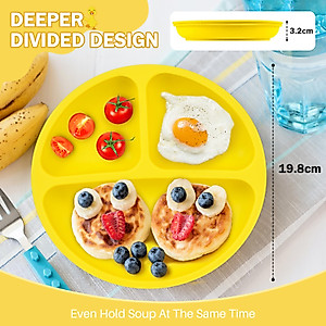Toddler Plates with Lids, BPA Free Suction Plates for Toddlers, 100% Food-Grade Silicone Baby Plates 4 Pack, Unbreakable Kids Plates, Divided Design, Microwave & Dishwasher Safe
