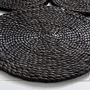 THE PIKKU INTERNATIONAL - Rug Round Jute Hand Woven Circle Design Area Rug Black Dye Carpet (11 X 11 Feet)