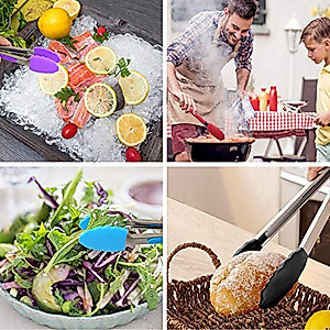Kitchen Tongs with Silicone Tips - ForTomorrow Set of 5, 7 9 Inch Premium Silicone Tipped Tongs for Cooking Heat Resistant, Serving Food, BBQ