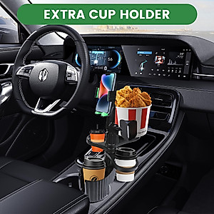 Cup Holder Expander for Car,5-in-1 Car Cup Holder Expander with Detachable Car Phone Holder,Dual Cup Holder&Adjustable Base Essential Car Accessories for Travel, for Water Glass,Fried Chicken Bucket.
