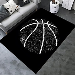 Basketball Fire Large Area Rugs Cool 3D Basketball Dunk Graphic Carpet for Sofa Mat Door Mat Kitchen Bedroom Playroom Non-Slip Mats Room Bedroom (Basketball-3, 39.4" x 62.9"(100cmX160cmX1.2cm))