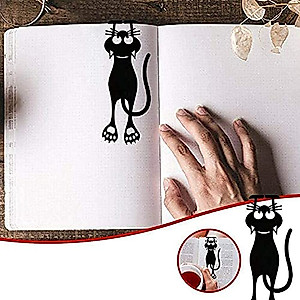 WSDMAVIS 5Pcs Black Cat Bookmark 3D Stereo Cartoon Wacky Animal Hollow Out Bookmarks for Kids and Students Reading Presents