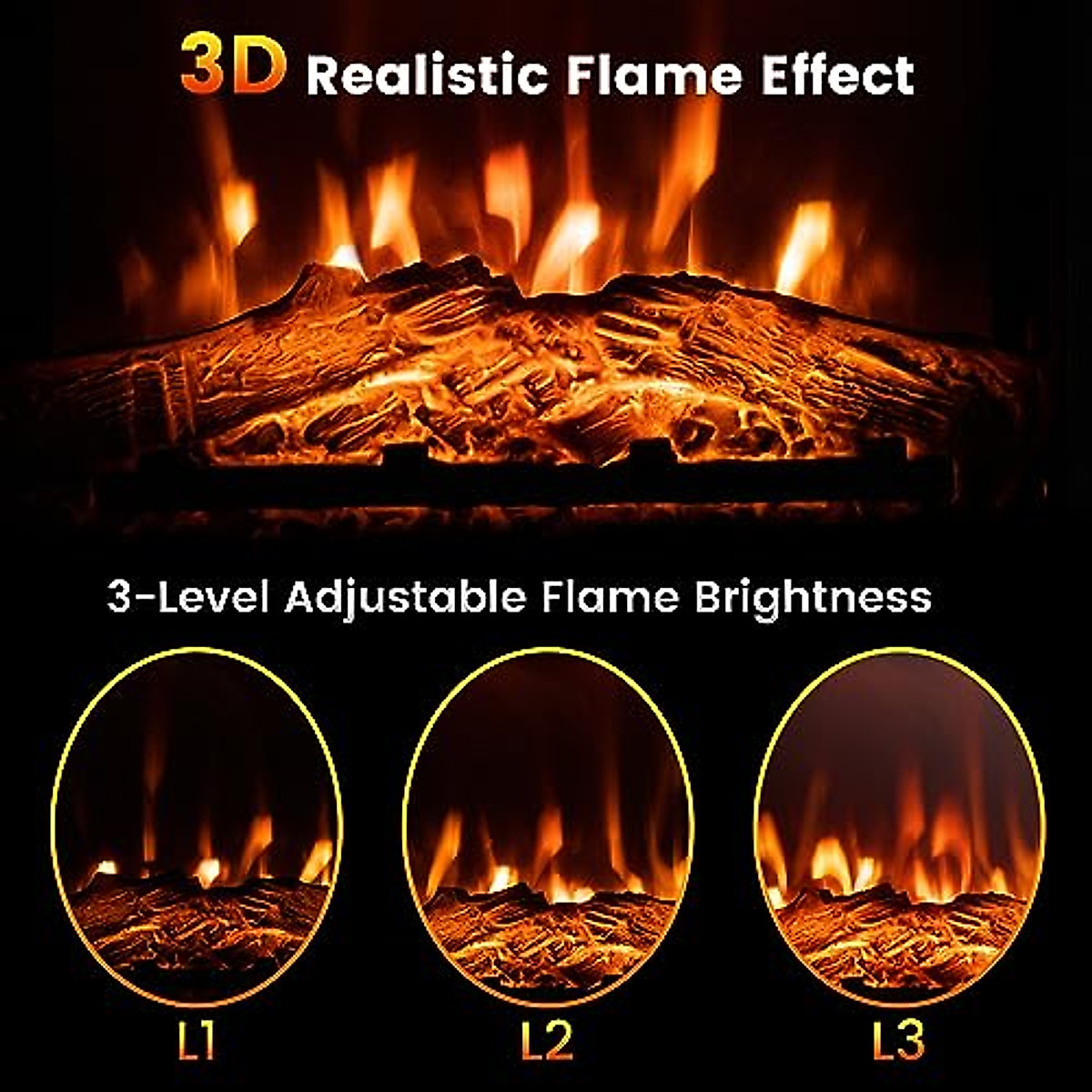 GOFLAME Electric Fireplace with Mantel, 1400W Freestanding Mantel Fireplace Heater with Remote Control, 3 Flame Brightness, Thermostat, 6H Timer, Overheat Protection, CSA Certified (White)