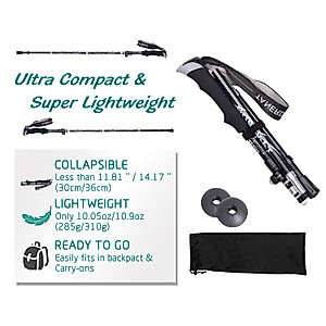 EASY BIG Walking Stick Trekking Poles Collapsible Hiking Poles - Auminum Alloy 7075 Trekking Sticks,Antishock and Quick Lock System, Telescopic, Collapsible, Ultralight