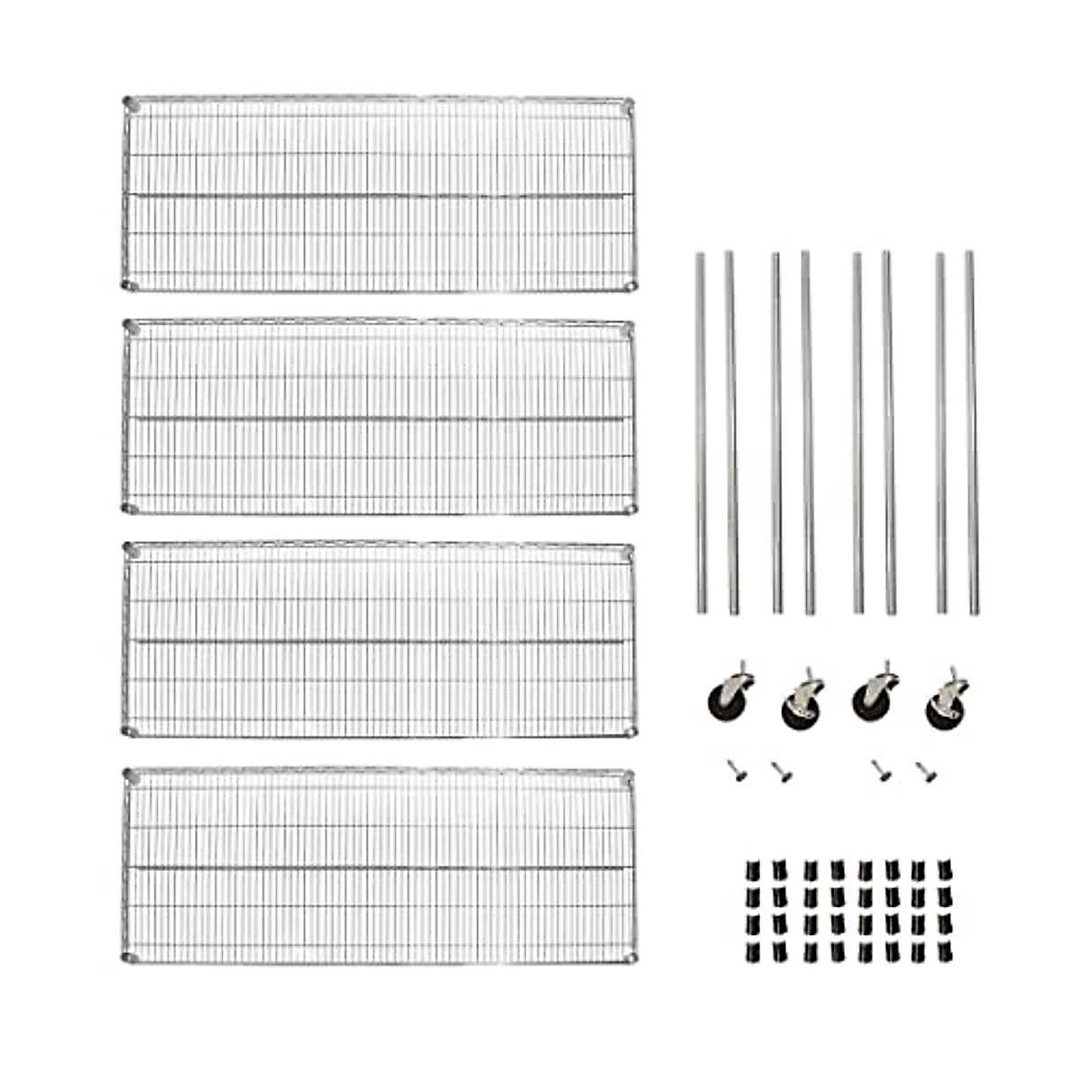 Seville Classics UltraDurable Heavy Duty NSF Solid Steel Wire Rack Storage Unit, Organizer for Garage, Warehouse, Office, Restaurant, Classroom, Kitchen, Steel, 4-Tier Shelving, 60" W x 24" D