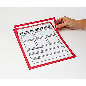 hand2mind Reusable Clear-Vu Dry Erase Pockets for Students, Dry Erase Office Supplies, Teacher Supplies for Classroom, School Supplies, Classroom Supplies (Pack of 5)