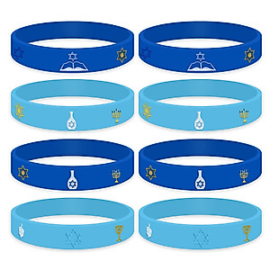 BlueBell 20 pc Jewish, Hanukkah, Bar Mitzvah Celebration, Jewish, Israel Wristbands Party Favors (Small, Jewish)