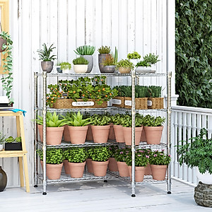 Homdox Heavy Duty Storage Shelves, 4 Tier Wire Shelving Unit, Adjustable Metal Shelves for Storage, Garage Rack Pantry Shelves Kitchen Shelving, 14"x60"x60", Silver Gray