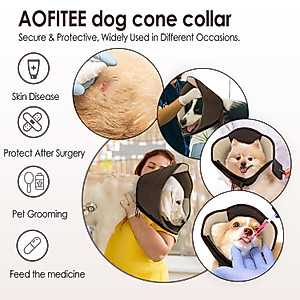 AOFITEE Dog Cone for Dogs After Surgery, Soft Dog Cone Collar for Large Medium Small Dogs, Adjustable Dog Recovery Collars & Cones, Breathable Elizabethan Collar for Dogs to Prevent Licking Wounds