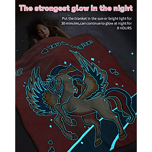 Ikowo Glow in The Dark Unicorn Blanket, Unicorn Gifts for 2 3 4 5 6 7 8 9 10 Year Old Girl, Soft Pink Unicorn Throw Blanket Birthday Easter Toys for Girls Age 6-8, 50'' x 60''