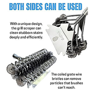 GrillPals Grill Brush & Scraper - Featured On ABC Morning News - BBQ Brush for Grill Cleaning - Stainless Steel Brush and Handle w/ Extra Wide Grill Scraper - Bottle Opener Included