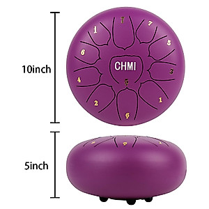 Steel Tongue Drum, 11 Notes 10 inches Rain Drum for Garden Instrument with Bag, Music Book, Mallets, Finger Picks, Drum Mallets Holder, for Camping, Meditation or Yoga (Blue)