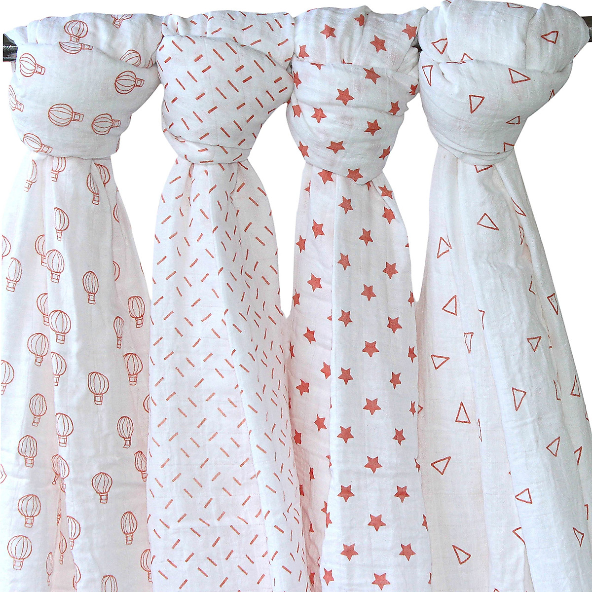 Swaddle Blankets| Receiving Blanket|Organic Cotton Breathable and Skin-Friendly Soft Muslin Swaddle Blankets for Boys| Baby Essentials, Registry & Gift | 48"x48" 2-Pack Pink Lines