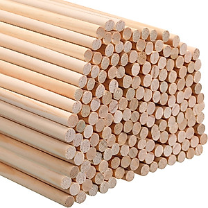 200 Pcs Dowel Rods Wood Sticks Wooden Dowel Rods Round Unfinished Wood Sticks for Crafts Long Wood Dowels for Home Party Decor DIY (1/4 x 12 Inch)