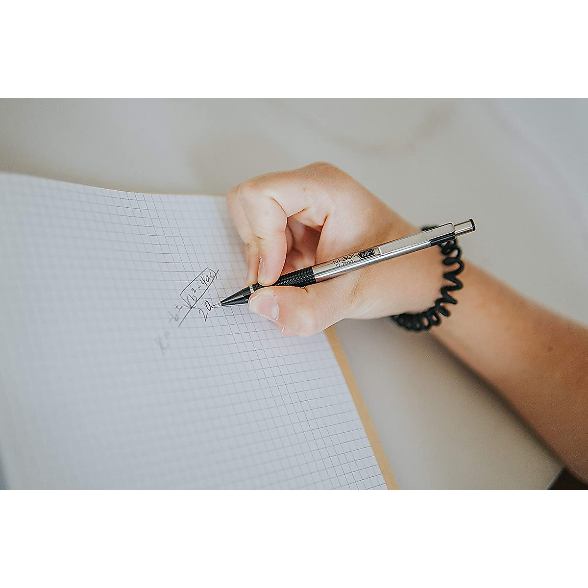 Zebra M-301 Stainless Steel Mechanical Pencil 0.5 mm Point Size, 6 Pack with 15 Bonus Erasers Refills - Standard HB Lead - Professional Black Grip