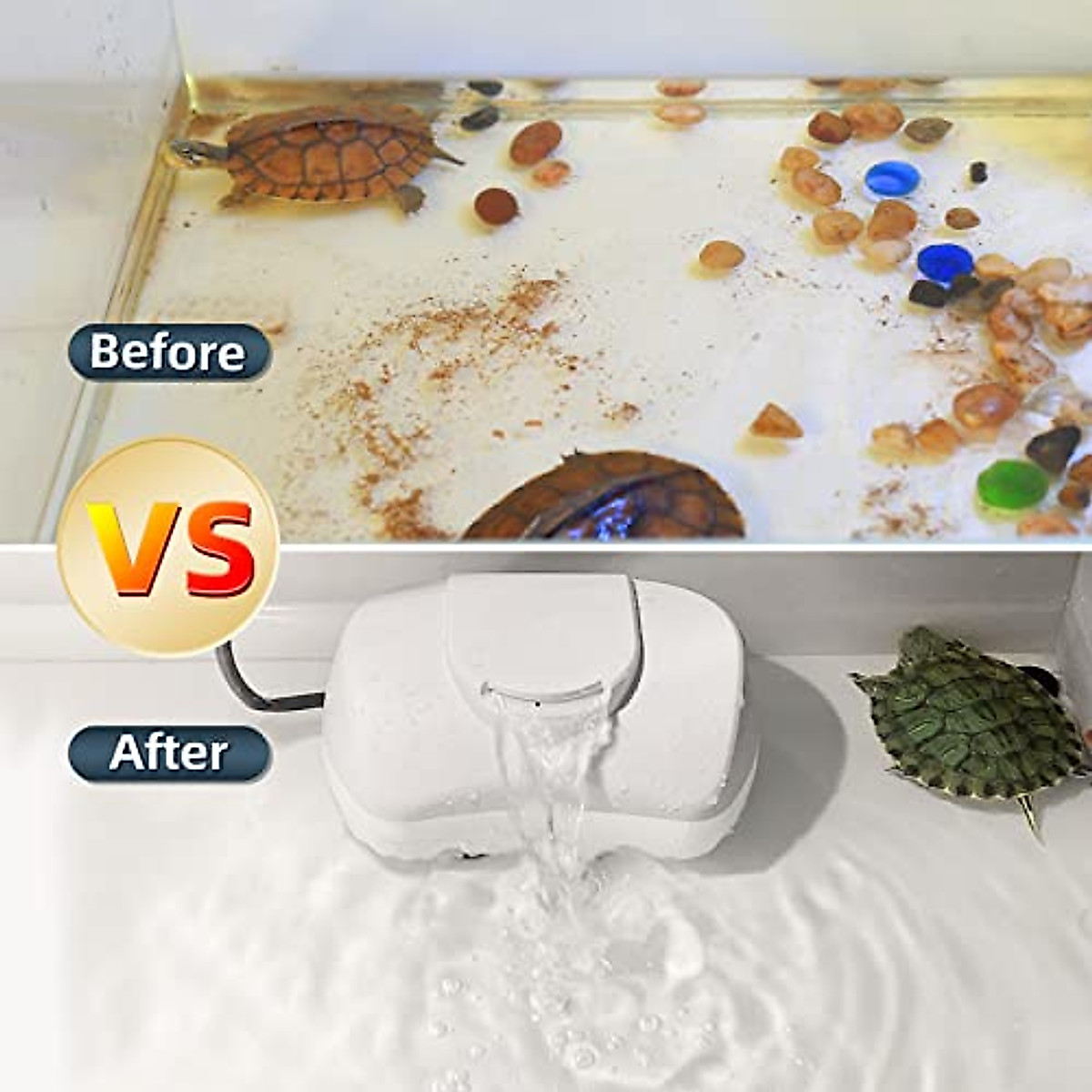 UPETTOOLS Turtle Filter Aquarium Internal Filter Low Level Water for Reptiles, Amphibians, Frog, Cichlids, Newt