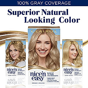 Clairol Nice'n Easy Permanent Hair Dye, 9 Light Blonde Hair Color, Pack of 3