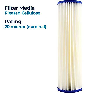 SpiroPure SP-S1 10x2.5 20 Micron Pleated Cellulose Sediment Water Filter Cartridge S1 155001-43 S1A (Case of 24)
