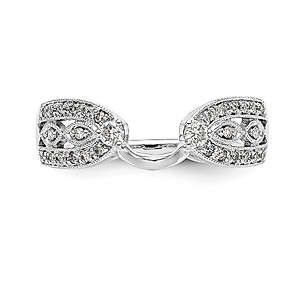 Solid 14K White Gold Engagement Diamond Wrap Wedding Ring Band Guard Enhancer Size 6.5 (.272 cttw.)