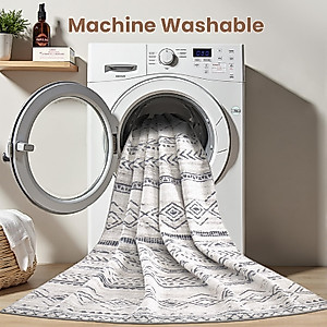 Karlliu Area Rug 8x10 Rugs for Living Room Washable Large Soft Neutral Boho Moroccan Carpet Non Slip Stain Resistant Indoor Floor Carpets for Farmhouse Bedroom Apartment Home Office Decor - Grey