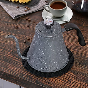 KOTEFFR Gooseneck Kettle for All Stovetops - 40oz/1.2L Coffee Kettle with Optimal Spout and Built-In Thermometer Pour Over Kettle with Premium Food Grade Stainless Steel for Health Protection