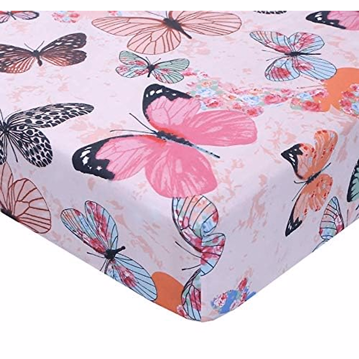 MAG 4PCS Full Size Butterfly Bedding Sheet Set, Home Microfiber Bed Sheet, with1 Top Flat & 1 Fitted Sheet with 2 Pillowcases, 14 Inches Deep, Full
