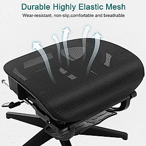 VECELO Swivel Ergonomic High Back Mesh Office Chair with Retractable Footrest, Adjustable Backrest, Tilt Function, 3D Armrests & Headrest, Lumbar Support for Executive/Computer Desk/Task Work, Black