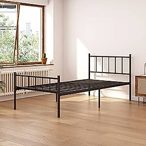 HLIPHA Twin Size Metal Platform Bed Frame with Heavy Duty Steel Slat Support,14" Height Easy Assembly Mattress Foundation,No Box Spring Needed,Black
