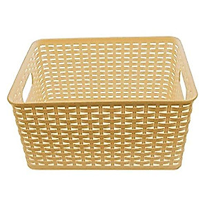 YBM Home Plastic Rattan Storage Box Basket Organizer ba426 (Beige, Large)