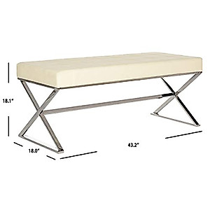 Safavieh Home Collection Micha Modern Glam Cream Bench
