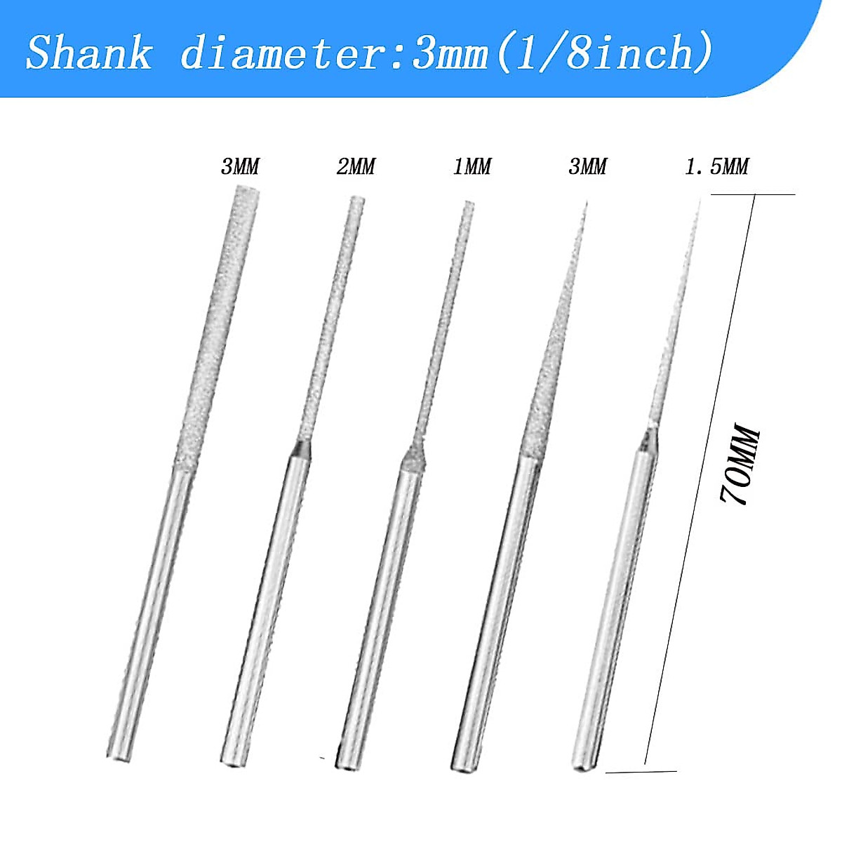 Luo ke 20 Pcs 𝐃𝐢𝐚𝐦𝐨𝐧𝐝 Mounted 𝐁𝐞𝐚𝐝 𝐑𝐞𝐚𝐦𝐞𝐫, 5 Different Shapes Diamond Drill Bit, 1/8 Inch Shank Diamond Grinding Tool for Dremel Rotary Tool