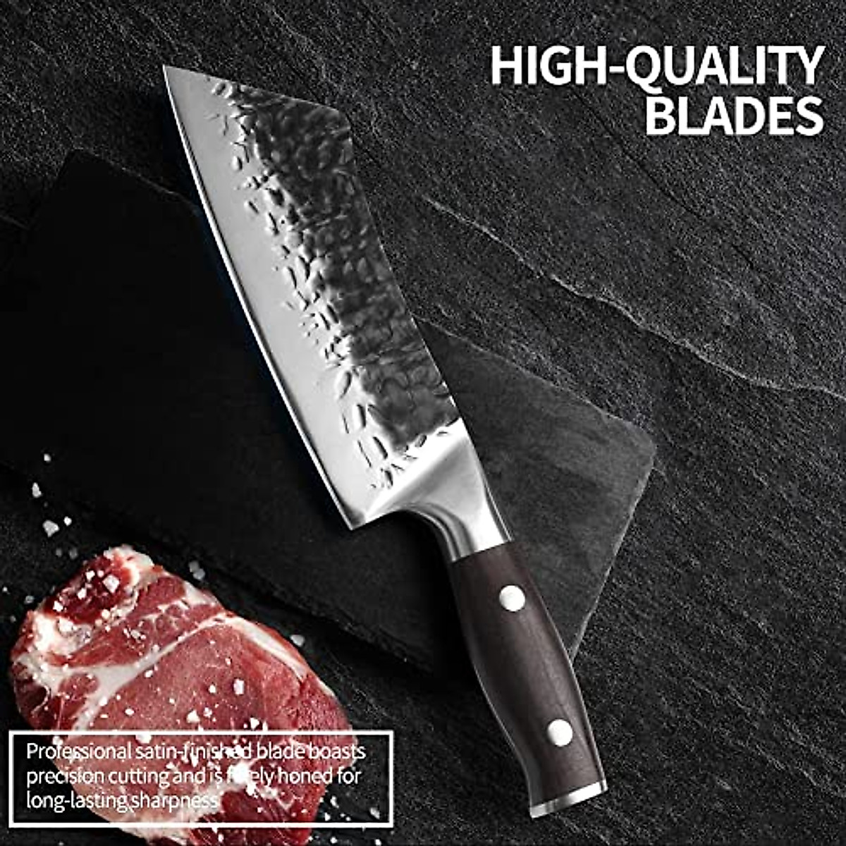 Hong wong Chef Knife,Meat and Vegetable Cleaver Knife,Hand Forged Boning Knife,Full Tang Design High Carbon Steel Kitchen Knife for Home Kitchen Restaurant