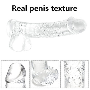 Small Realistic Clear 6 inch Cute Dildo,Adult Sex Toy with Suction Cup Dildo, Suitable for Beginner Women/Men/Gay with thin and slim Poke, can be Use for G-spot and Anal