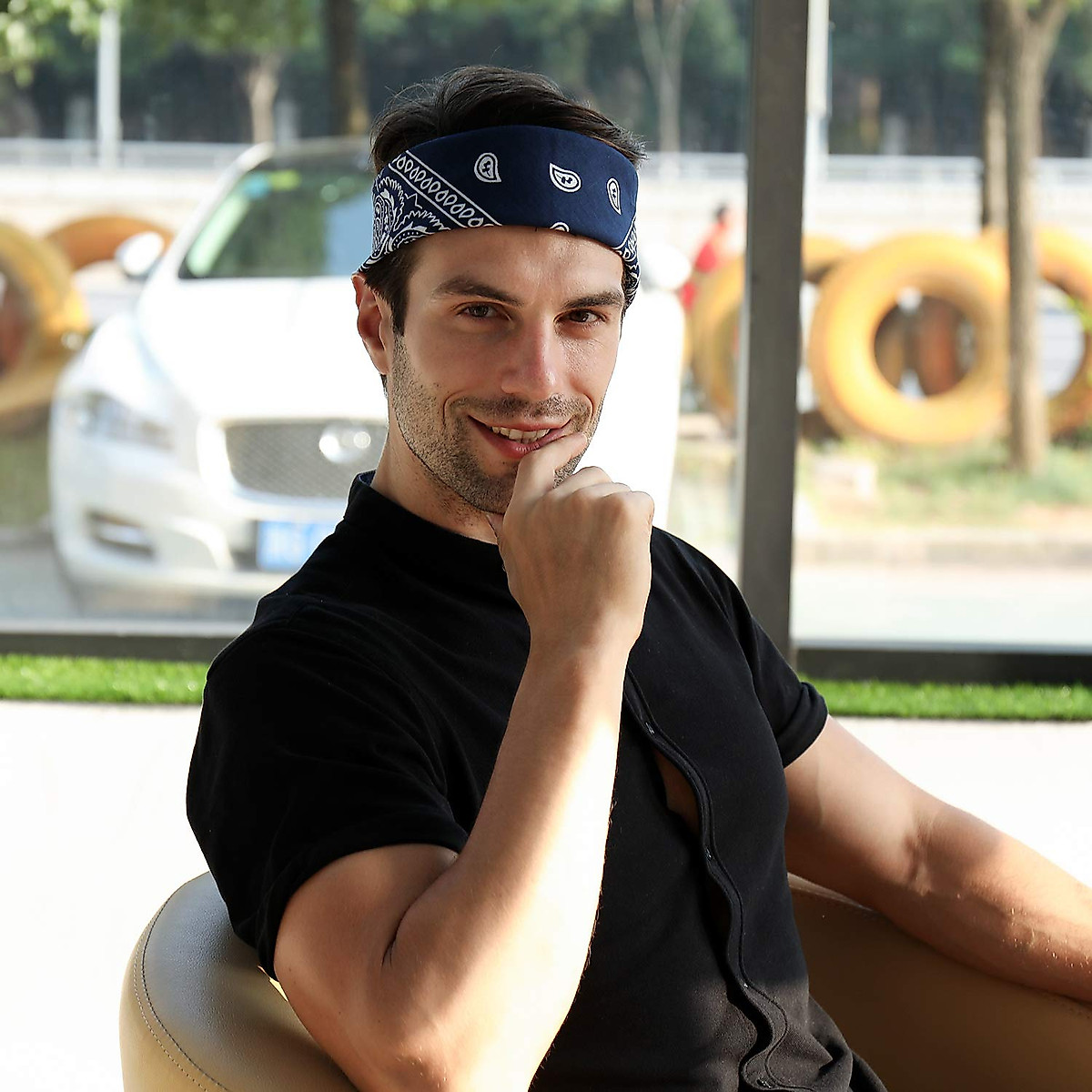 cocopuss 22"X22" Cotton Bandanas for Men & Women Pasiley Cowboy Bandana Handkerchiefs for Hair