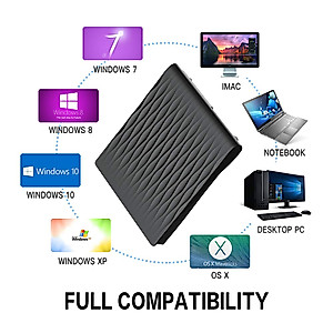 YOTUO External DVD Drive for USB 3.0 Type C, Portable DVD Write CD Burner RW ROM Optical Drive Player Reader Disk Disc with Laptop Desktop PC Windows 11/10/8/7, Mac Pro/Air MacBook, Linux (SY-IDD021)