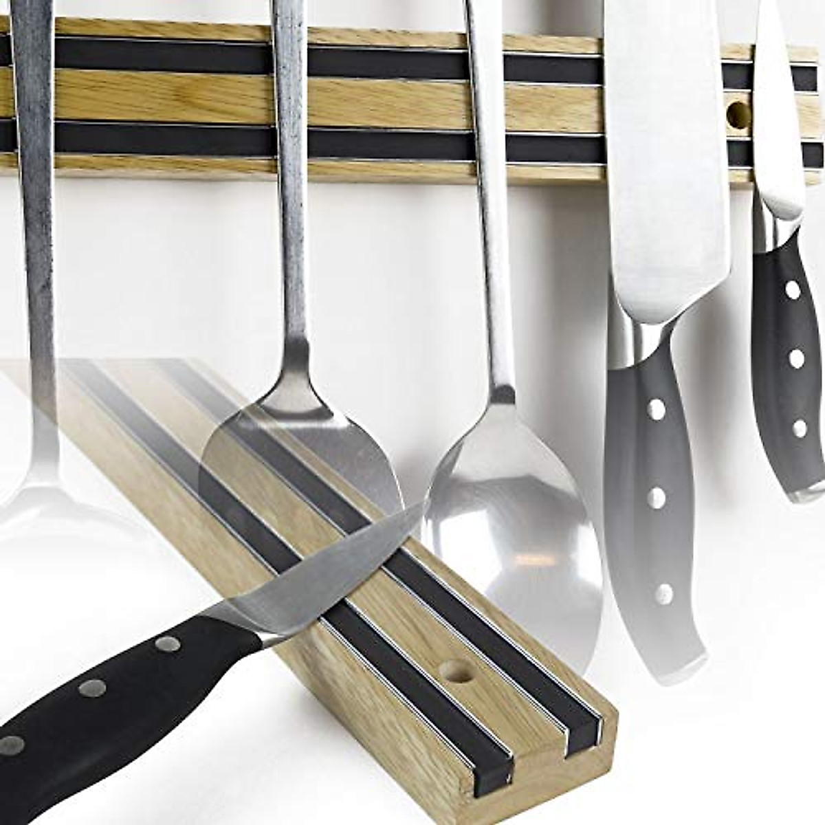 Magnetic Knife Holder Rack Bar Kitchen Utensils Organizer Heavy Duty Wood Structure Knife Strip Easy to Mount with Included Anchors and Screws 16 Inches