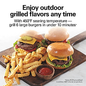 Hamilton Beach 6-in-1 Sure Crisp Air Fryer Toaster Oven Combo & Electric Indoor Grill, 450 F Searing Temp, Bake, Broil, Toast and Pizza Function, .88 cu. ft., 6 Slice Capacity, Stainless Steel (31395)