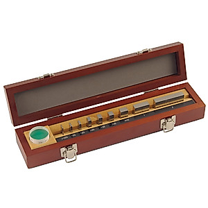 Mitutoyo 516-931-26CAL Steel Rectangular Micrometer Inspection Gage Block Set with Calibration, Inch, Optical Parallel, 0.0625"-2.0" Range (9 Blocks), Meets ASME Grade AS-1 Specifications