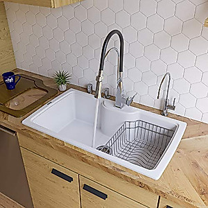 ALFI brand AB3520DI-W Drop-In Single Bowl Granite Composite Kitchen Sink, 35", White
