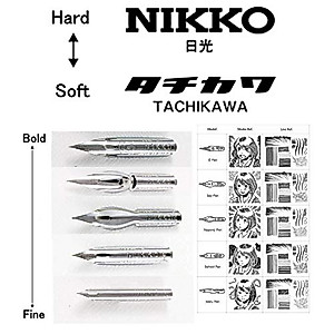 Tachikawa Pen Nib Holder(T-40) + Nikko G Pen Nib, Pack of 3,and Anti Rust Paper included