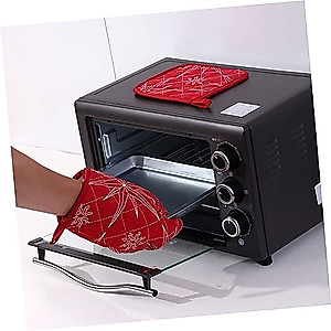 Didiseaon 4 Sets Gloves Set Mitts mitt for Oven Kitchen Counter mat Pot Holders Silicone BBQ Grill Gloves red Suit Microwave Oven Mitt Baking Mitt Mitt Grill Rack Mittens