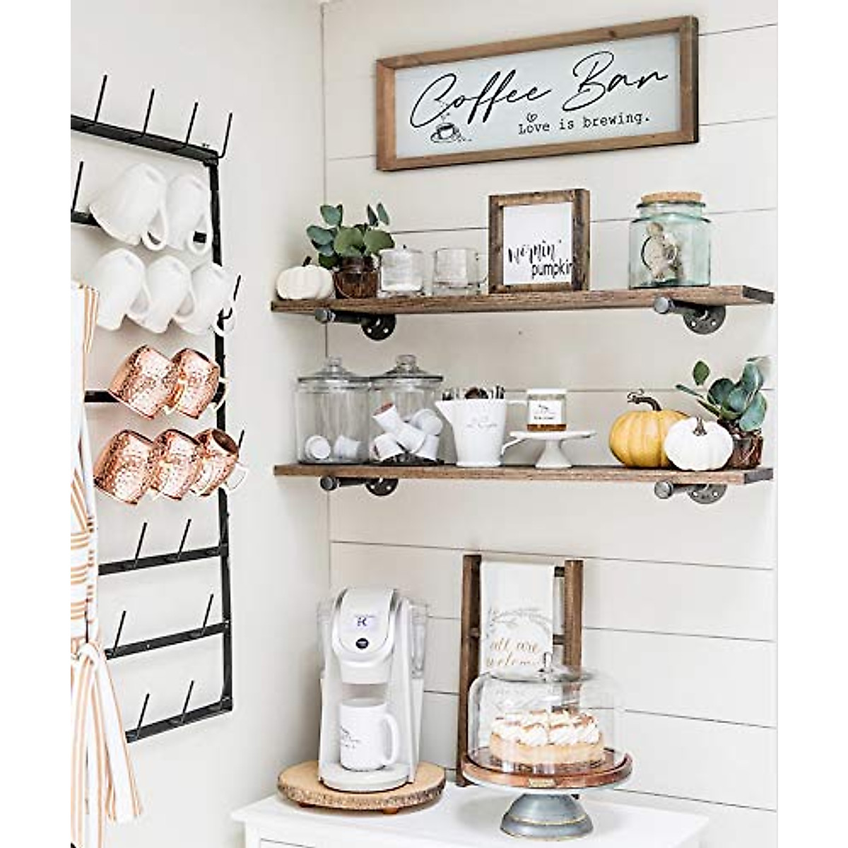 Wartter 16.2x6.4 inches Wood Framed Coffee Bar Sign -Love is Brewing Wall Art Decor