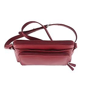 CTM® Women's Leather Shoulder Bag Purse with Side Organizer, Merlot