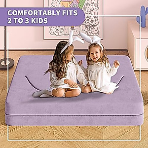 DEYGIA Kids Couch, 3 in 1 Toddler Couch Fold Out As Chairs, Sofa Bed, Jumping Bed, Kids Sofa for Girls and Boys, Toddler Sofa for Bedroom, Lounge, Playroom, Study Room (Blueberry)